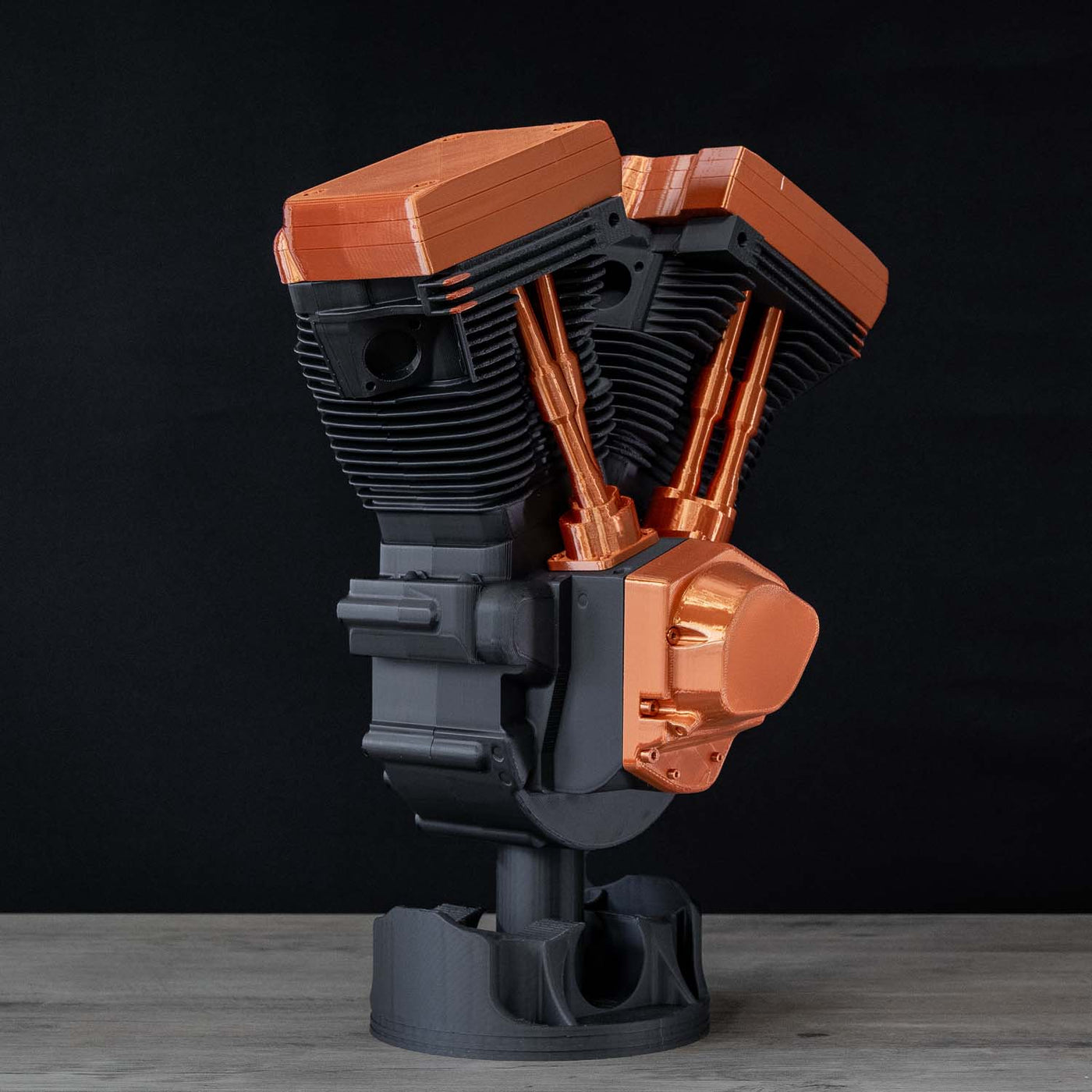 V-Twin Engine Display | Black and Copper
